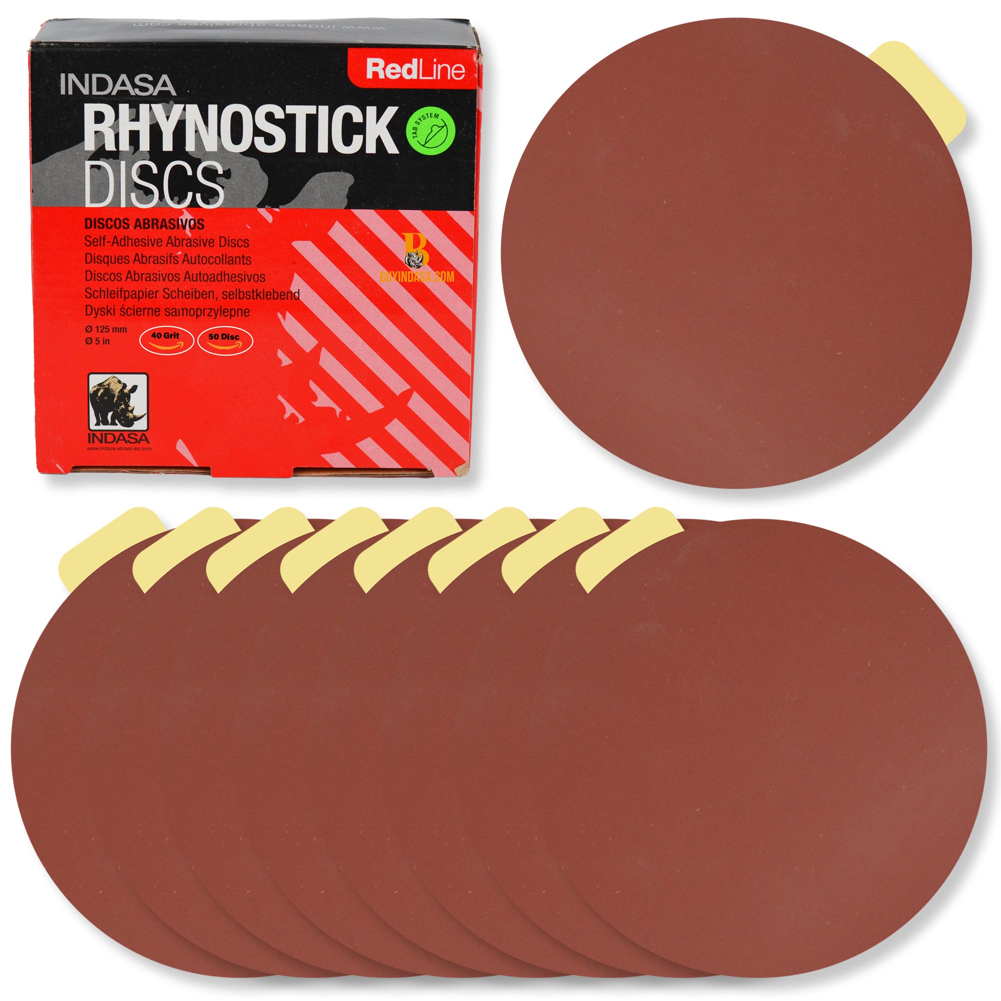 Buy Indasa 5" Rhynostick Redline PSA Solid Sanding Disc, 500 Series
